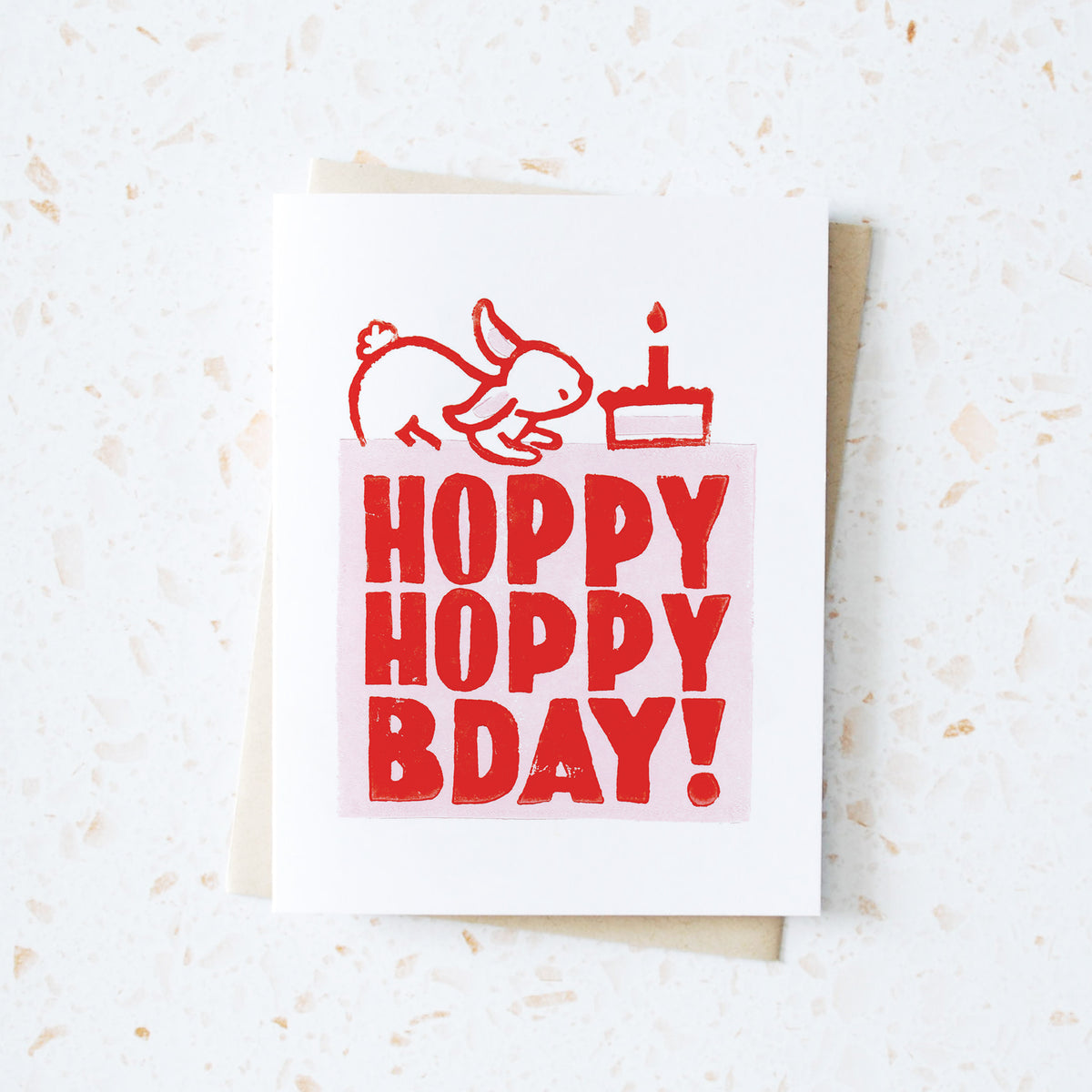 White Bunny Birthday Greeting Card | White Rabbit Birthday Card | Lino ...