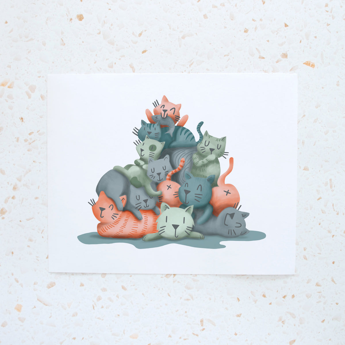 Cat Pile Meow-tain Animal Wall Art | Kitty Cat Pile Home Decor Art ...
