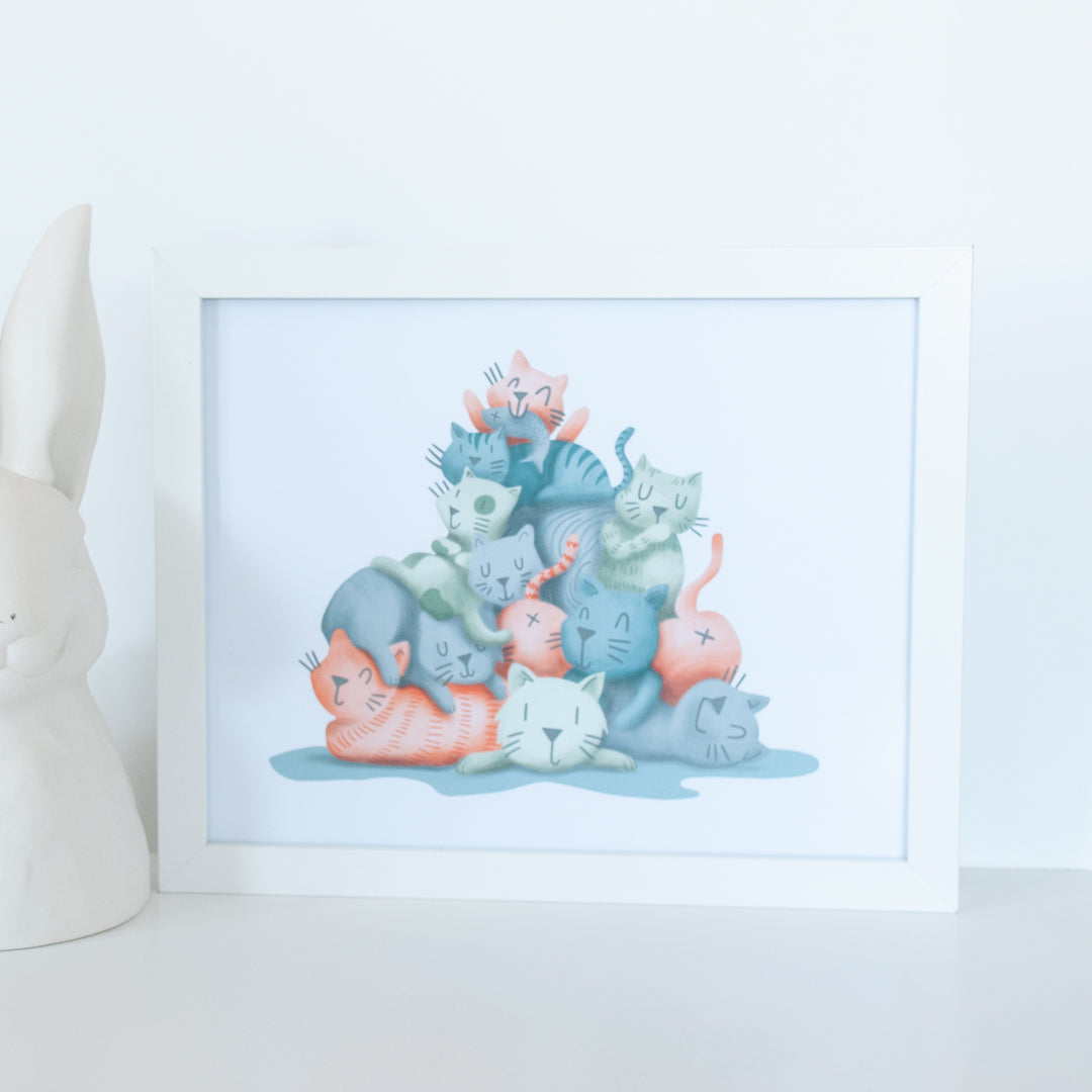 Cat Pile Meow-tain Animal Wall Art | Kitty Cat Pile Home Decor Art ...
